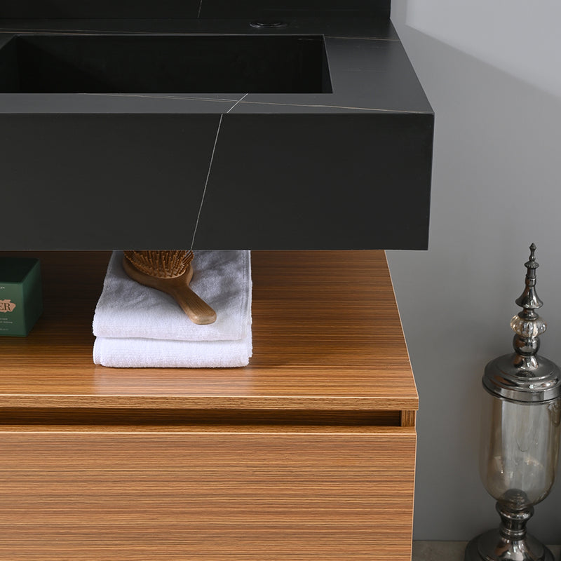 Meuble Salle De Bain Double Vasque Noire ROSA 120 cm | BELLEGNO